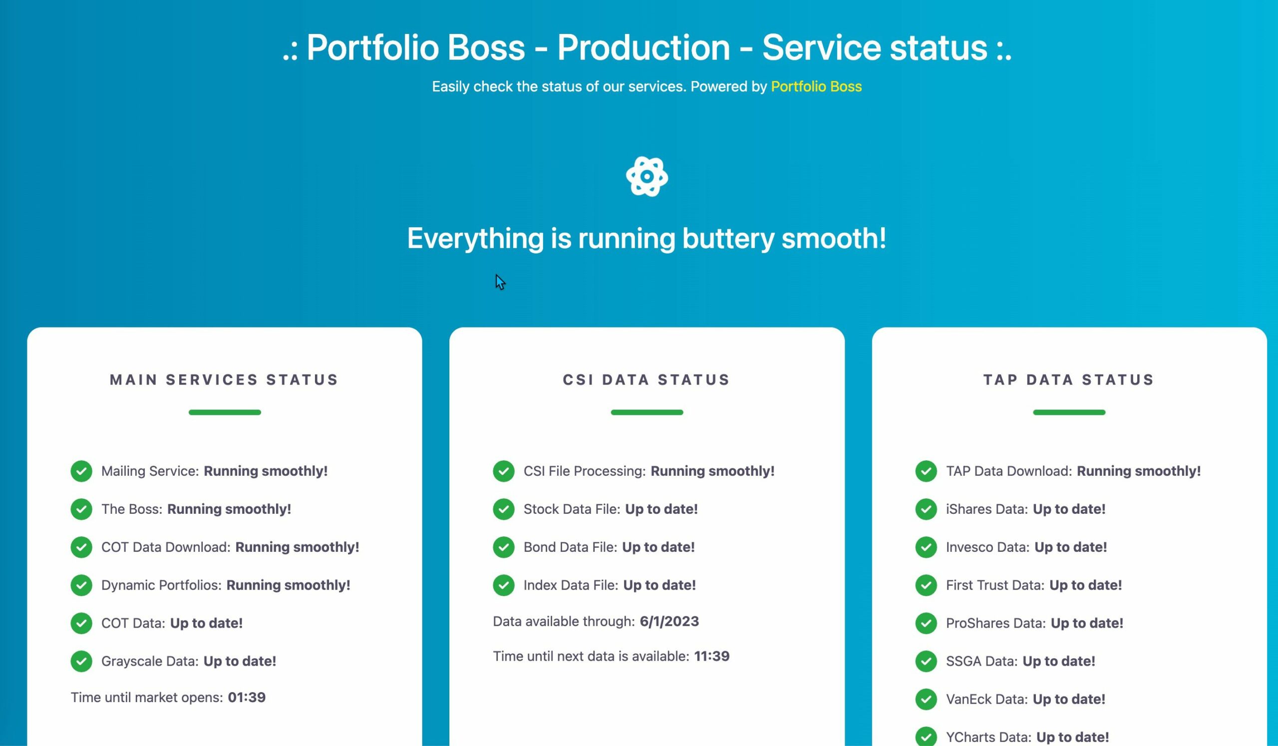 pb status - Portfolio Boss